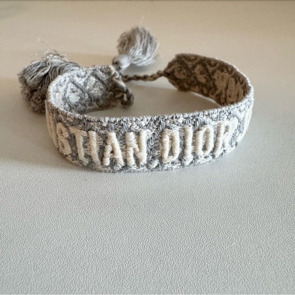 Dior | Jewelry | Christian Dior Woven Bracelet In Grey | Poshmark